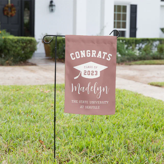 Dusty Rose | Custom Class of 2025 Graduation Garden Flag | Zazzle