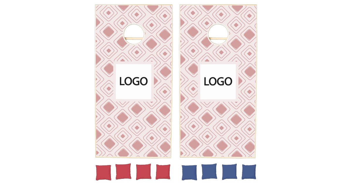 Dusty Rose Geometric Aztec Pattern Business Logo Cornhole Set | Zazzle