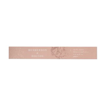 Dusty Rose Gold Customizable Wreath Wedding Wrap Around Label | Zazzle