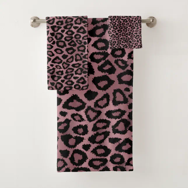 Dusty Rose Leopard Pattern Bath Towel Set | Zazzle
