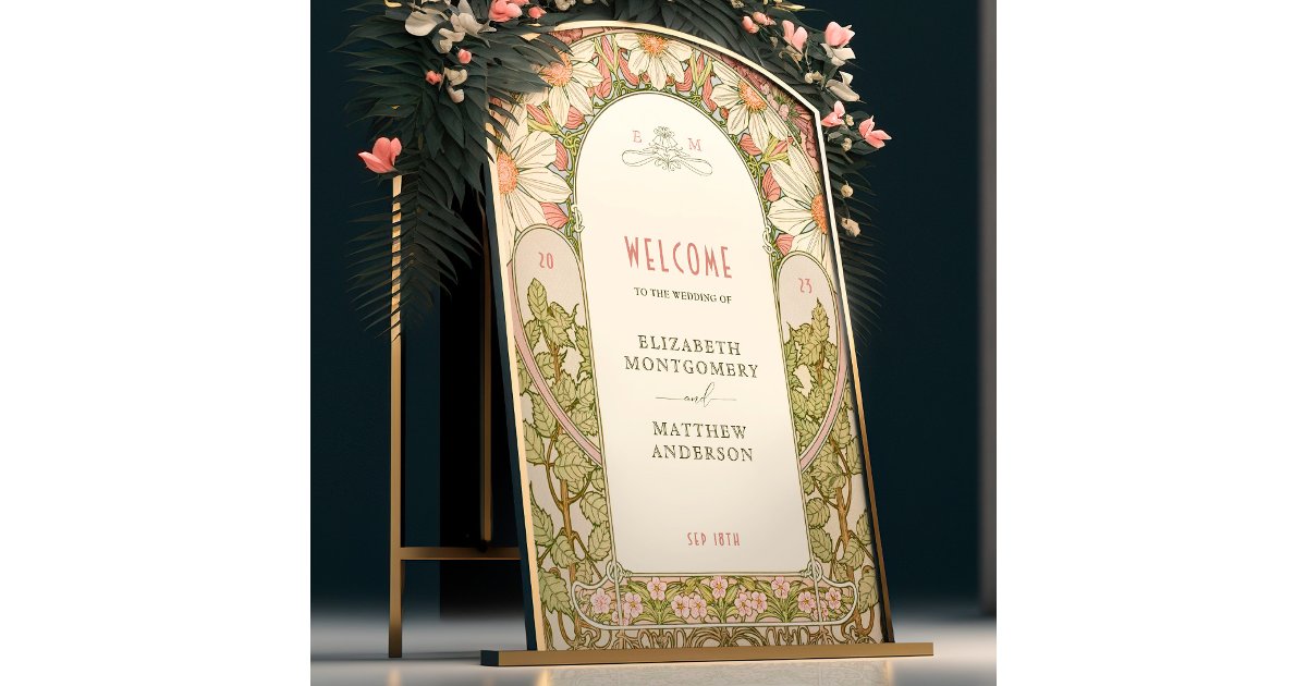 Dusty Rose Marguerite Daisy Welcome Sign Wedding | Zazzle