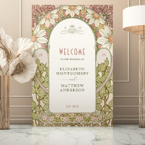 Dusty Rose Marguerite Daisy Welcome Sign Wedding | Zazzle