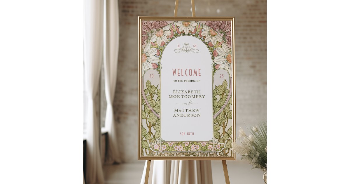 Dusty Rose Marguerite Daisy Welcome Sign Wedding | Zazzle