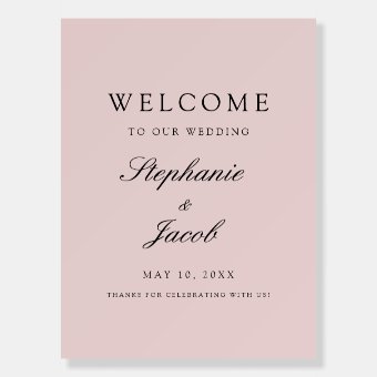 Dusty Rose Minimalist Wedding Welcome Sign | Zazzle