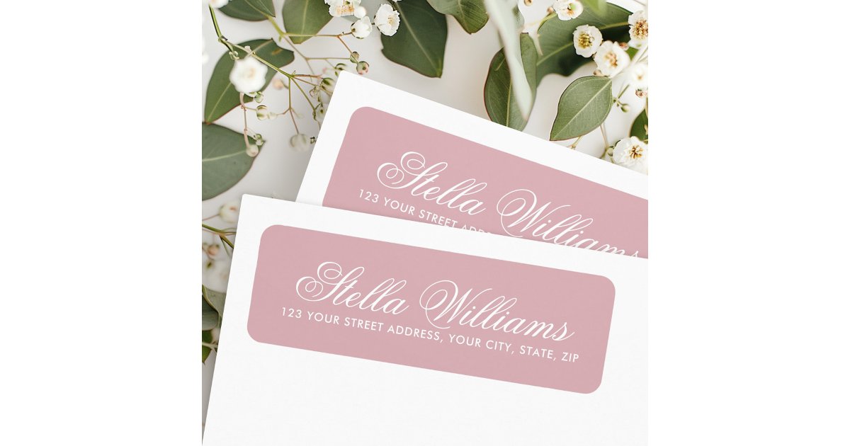 Dusty rose muted pink calligraphy script label | Zazzle