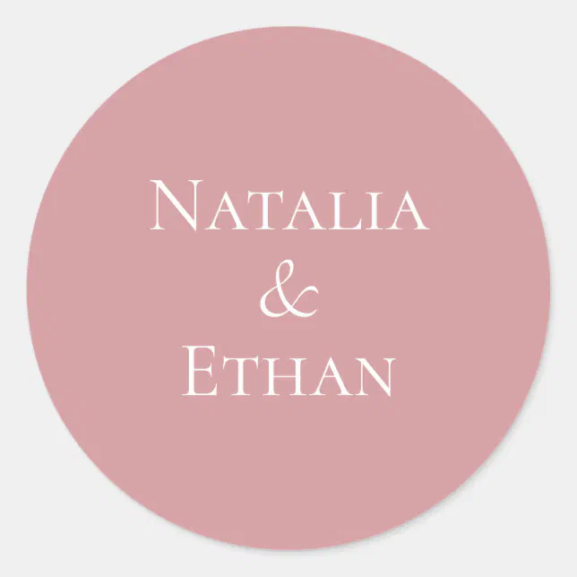 Dusty Rose Personalized Classic Round Sticker | Zazzle