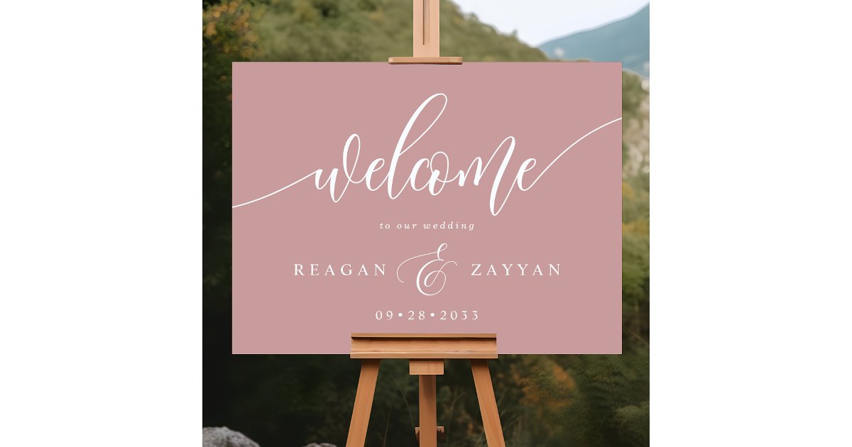 Dusty Rose Pink Calligraphy Wedding Welcome Foam Board | Zazzle