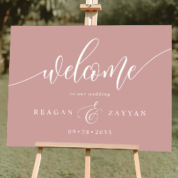 Dusty Rose Pink Calligraphy Wedding Welcome Foam Board | Zazzle
