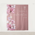 Dusty Rose Pink Floral Confirmation Photo Backdrop | Zazzle