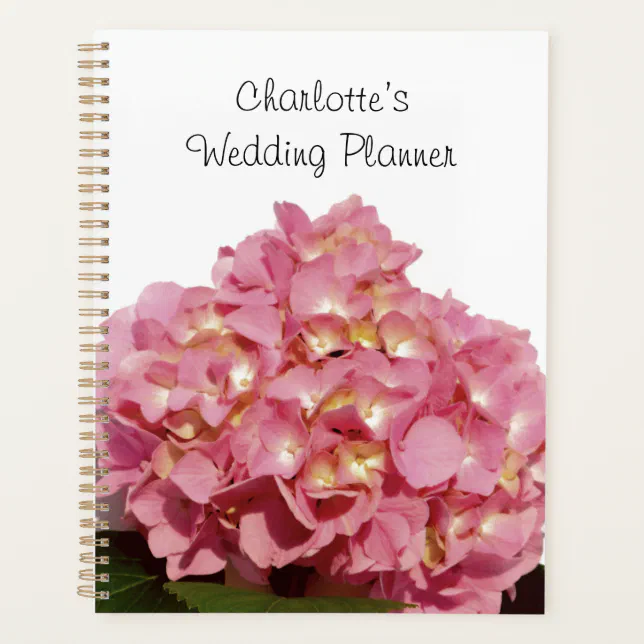 Dusty Rose pink floral hydrangea wedding Planner | Zazzle