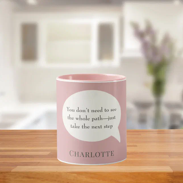 Dusty rose pink ivory inspirational goal quote mug | Zazzle