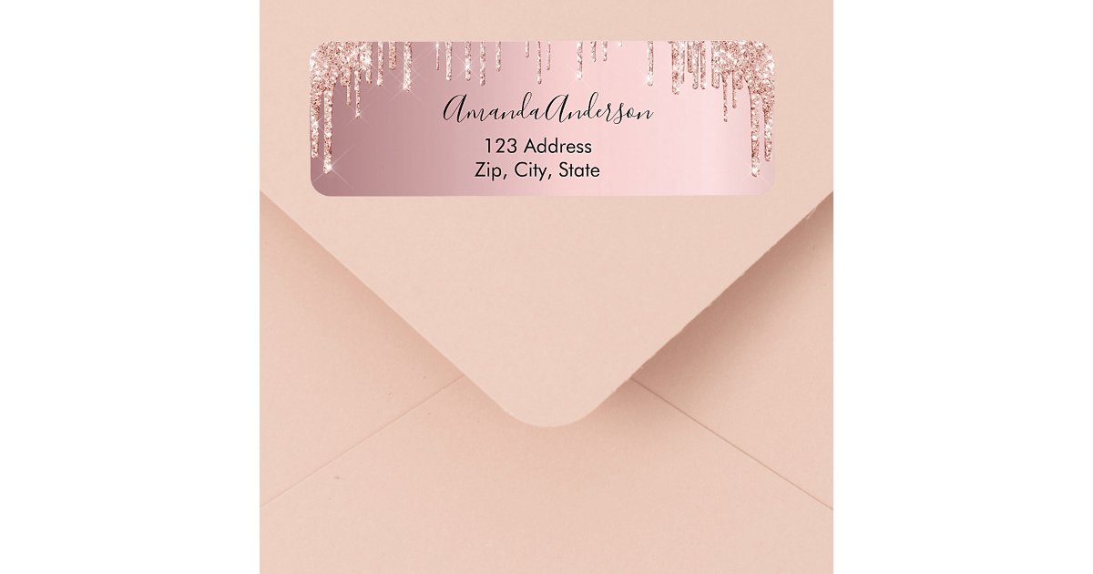 Dusty rose rose gold return address label | Zazzle