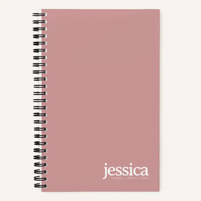 Dusty Rose Rounded Modern Typography Notebook | Zazzle
