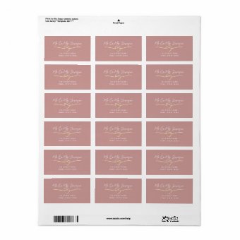 Dusty Rose Script Return Address Label | Zazzle