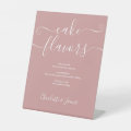 Dusty Rose Signature Script Cake Flavors Pedestal Sign | Zazzle