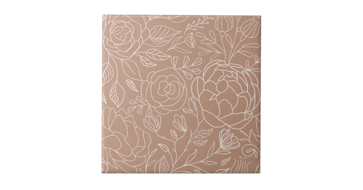 Dusty Rose White Flowers Seamless Kitchen Bath Ceramic Tile | Zazzle