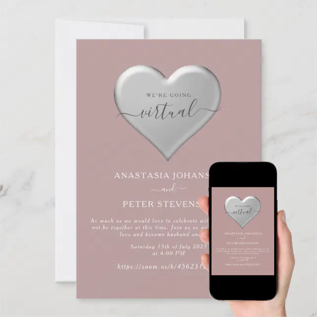 Dusty Rose Zoom Wedding Invitation | Zazzle