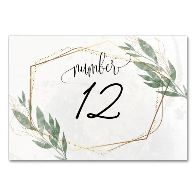 Dusty Sage Green Eucalyptus Modern Floral Greenery Table Number | Zazzle