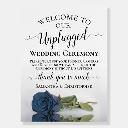 Dusty Steel Blue Rose Unplugged Wedding Ceremony Foam Board | Zazzle