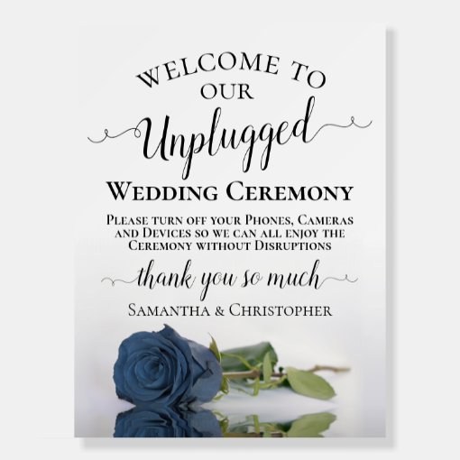 Dusty Steel Blue Rose Unplugged Wedding Ceremony Foam Board | Zazzle