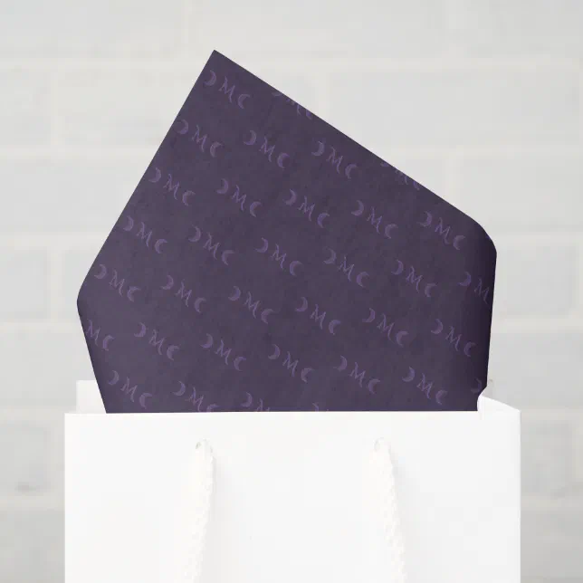 Dusty Violet Monogram Crescent Moon Pattern Tissue Paper | Zazzle