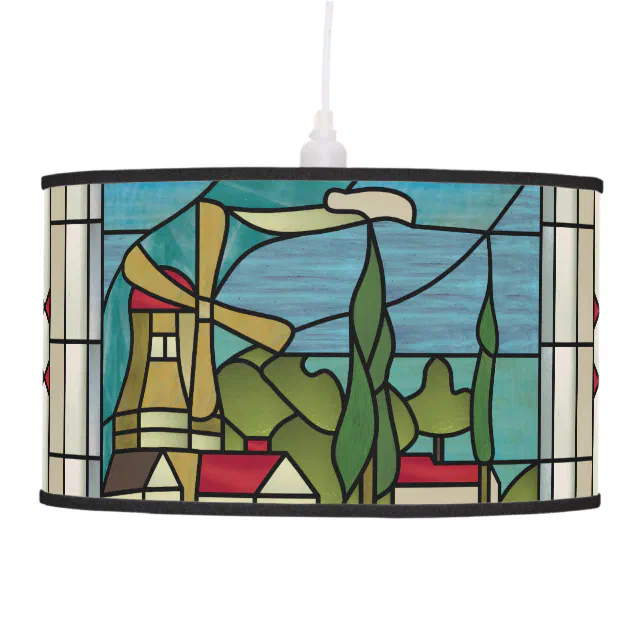 Dutch Art Deco Windmill Stained Glass Lamp | Zazzle