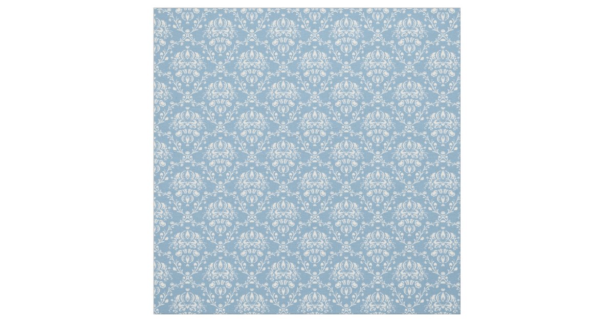 Dutch Blue Damask Fabric | Zazzle