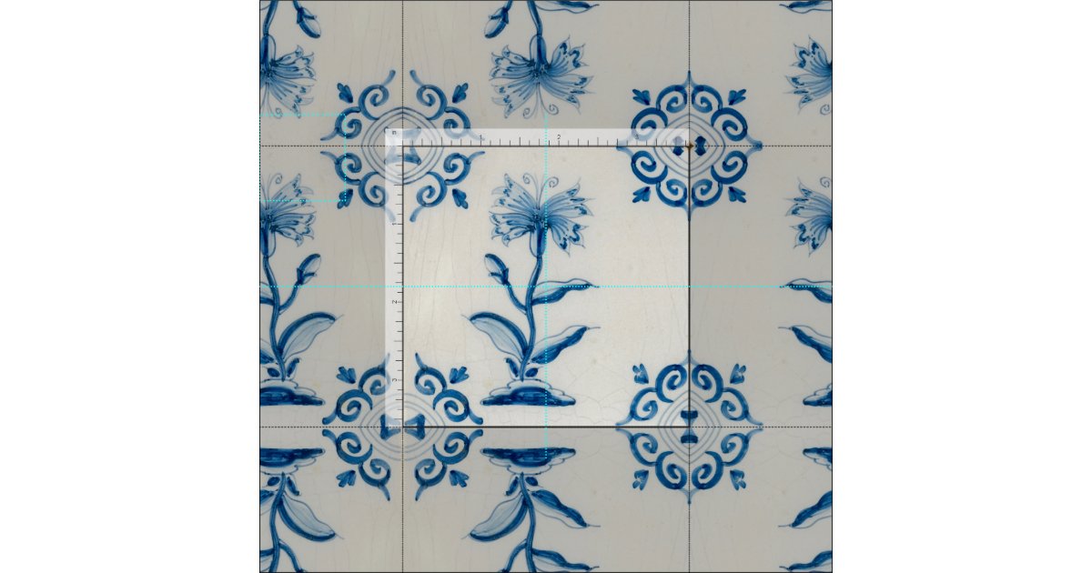 Dutch Blue Flower Tile Fabric | Zazzle