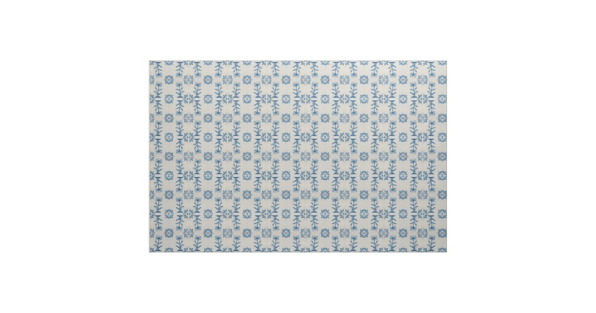 Dutch Blue Flower Tile Fabric | Zazzle