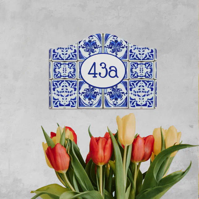 Dutch Blue Tiles - Vintage European - Room Number Door Sign | Zazzle
