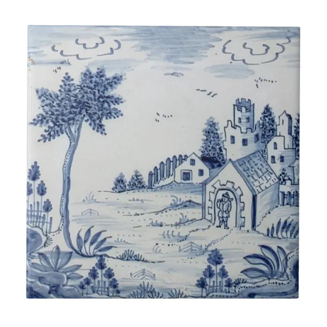 Dutch Delft Tile Antique Reproduction-24 | Zazzle