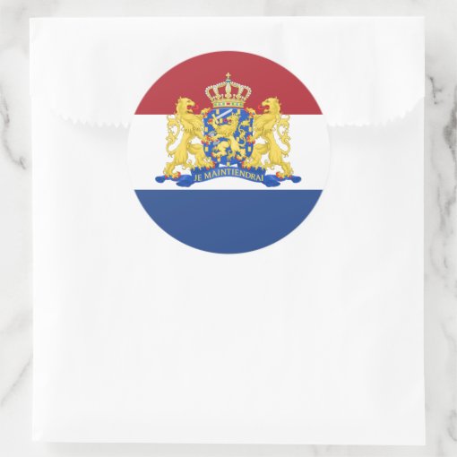 Dutch Flag & Coat of Arms, Flag of Netherlands Classic Round Sticker ...