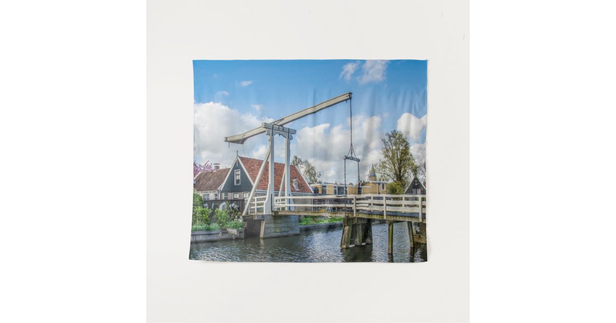 Dutch lifting wooden bridge tapestry | Zazzle