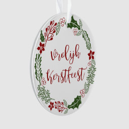 Dutch Merry Christmas Wreath, Vrolijk Kerstfeest Ornament | Zazzle