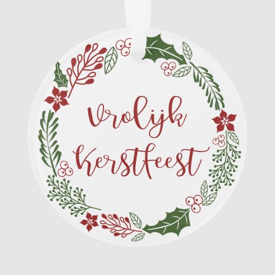 Dutch Merry Christmas Wreath, Vrolijk Kerstfeest Ornament | Zazzle.com