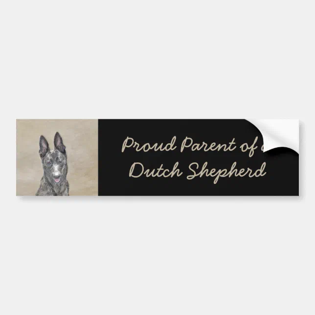 Dutch Shepherd Painting - Cute Original Dog Art Bumper Sticker | Zazzle