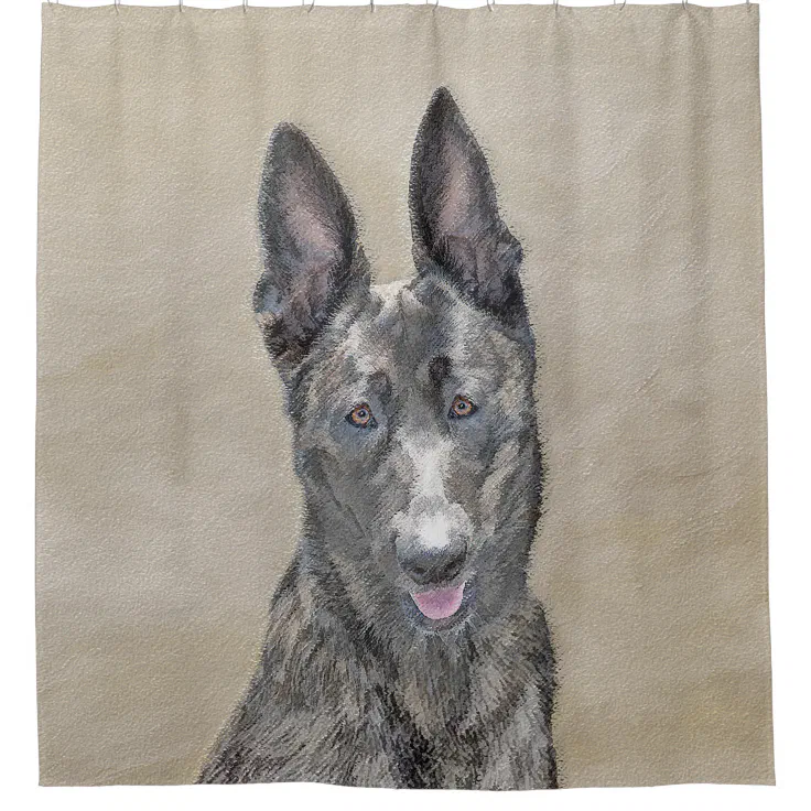 Dutch Shepherd Painting - Cute Original Dog Art Shower Curtain | Zazzle