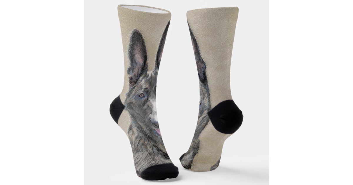 Dutch Shepherd Painting - Cute Original Dog Art Socks | Zazzle