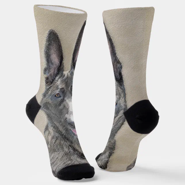 Dutch Shepherd Painting - Cute Original Dog Art Socks | Zazzle