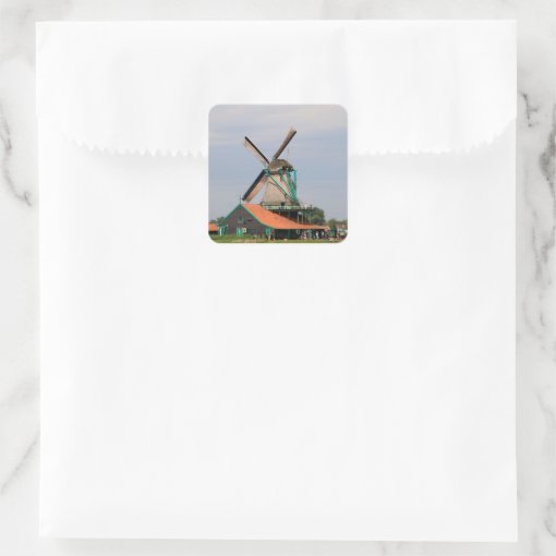 Dutch windmill village, Holland 3 Square Sticker | Zazzle