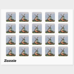 Dutch windmill village, Holland 3 Square Sticker | Zazzle
