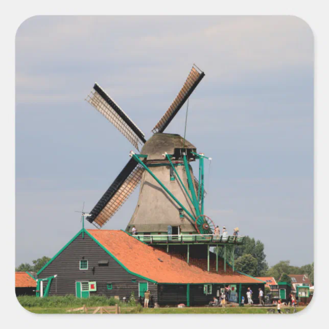 Dutch windmill village, Holland 3 Square Sticker | Zazzle