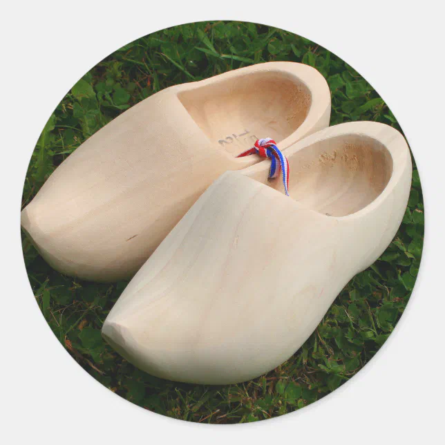 Dutch wooden clogs classic round sticker | Zazzle