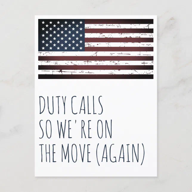 Duty Calls Military Moving Weve Moved PCS Move Announcement Postcard ...