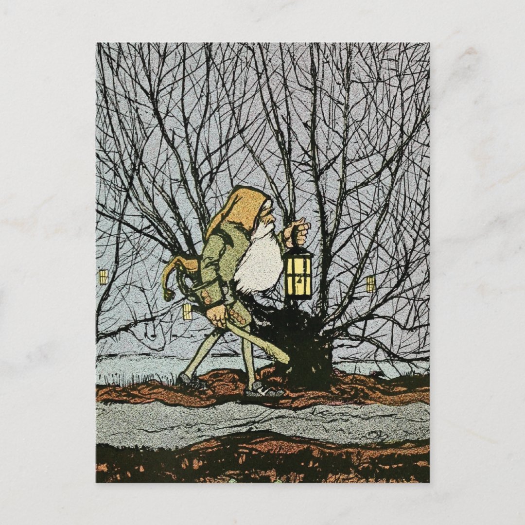Dwarf with a Lantern Postcard | Zazzle
