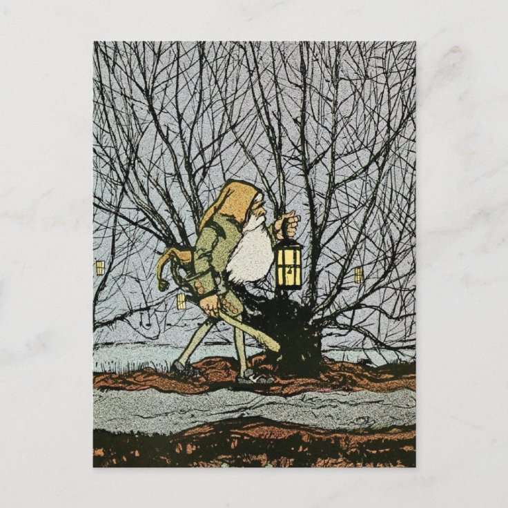 Dwarf with a Lantern Postcard | Zazzle