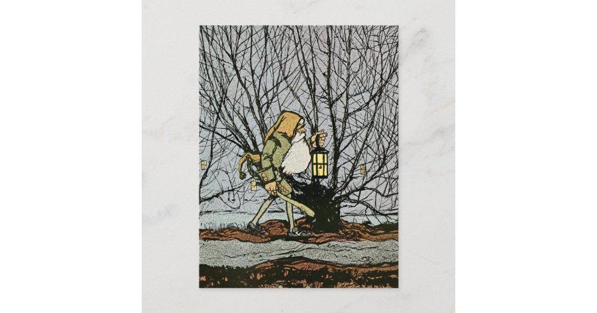 Dwarf with a Lantern Postcard | Zazzle
