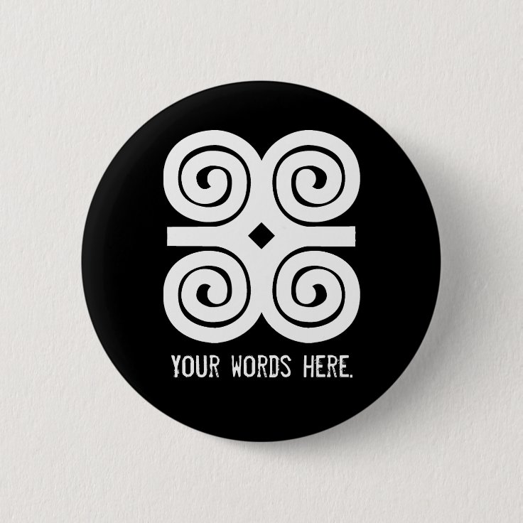 Dwennimmen Strength|Humility White Adinkra Symbol Button | Zazzle