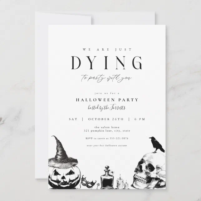 Dying to Party Adult Halloween Party Invitation | Zazzle