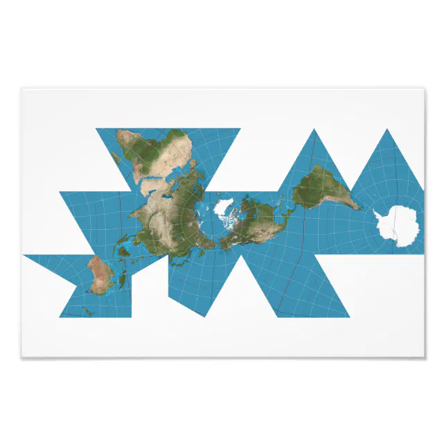 Dymaxion world map or Fuller world map projection Photo Print | Zazzle